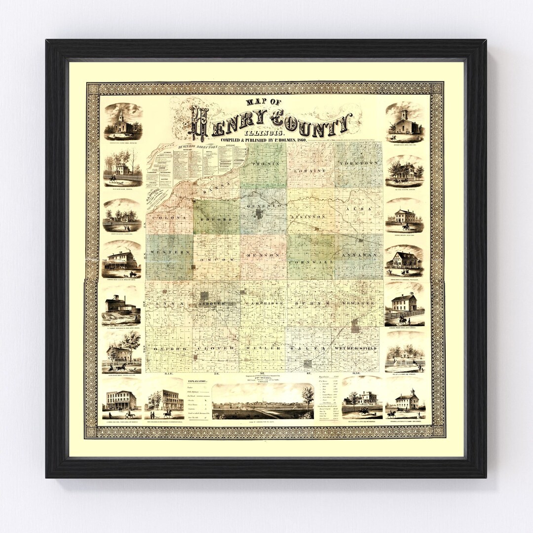 Henry County Map 1860, Vintage Henry County Map, Old Henry County ...