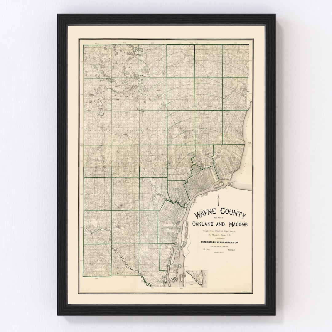 Wayne County Map 1894, Vintage Wayne County Map, Old Wayne County ...