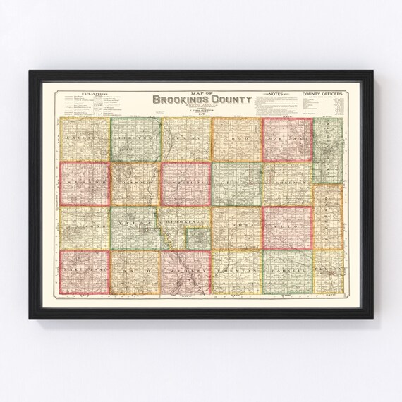 Brookings County South Dakota Map 1897 Old Map of Brookings - Etsy