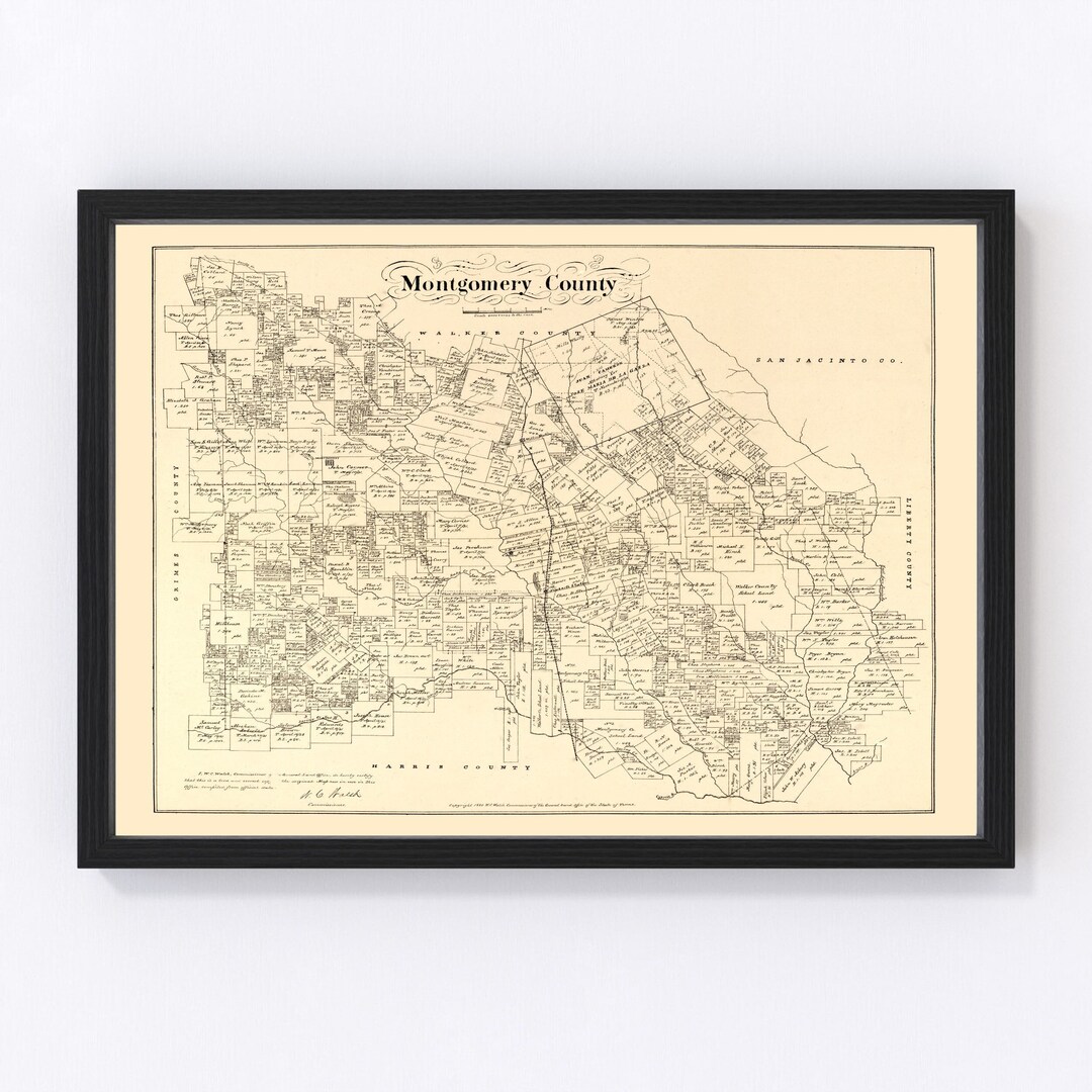 Montgomery County Texas Map 1880 - Old Map of Montgomery County Texas ...