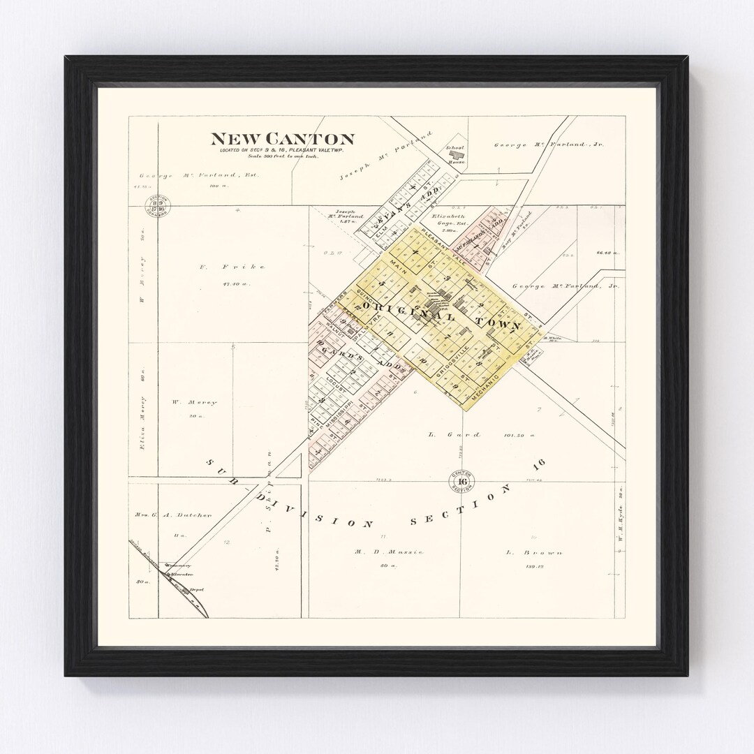 New Canton Map 1895 Old Map of New Canton Illinois Art Vintage Print ...