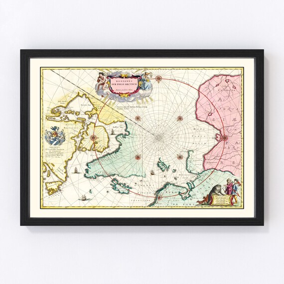 North Pole Map 1665 Old Map of North Pole Canada Greenland - Etsy Canada