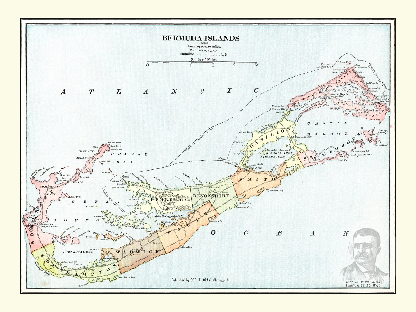 Bermuda Islands Map Art Vintage Print From 1901 Old - Etsy