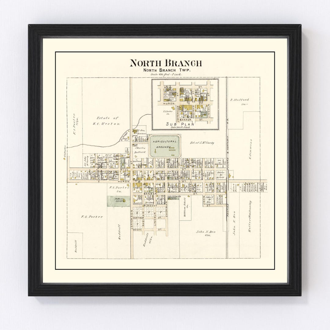 North Branch Map 1893, Vintage North Branch Map, Old North Branch ...