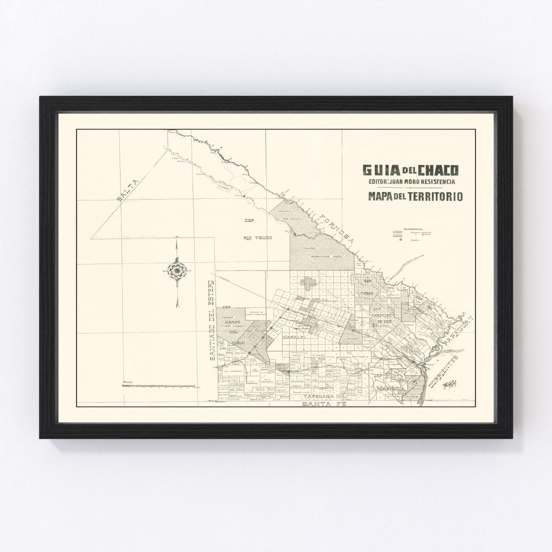 Chaco Province, Argentina Map 1920, Vintage Chaco Province, Argentina ...
