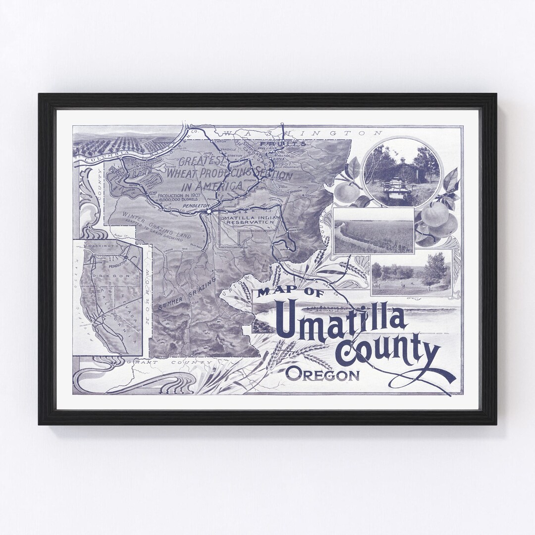 Umatilla County Map 1908, Vintage Umatilla County Map, Old Umatilla ...