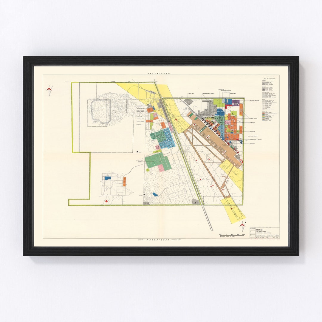 March Air Force Base Map 1951 Old Map of March Air Force Base Art ...