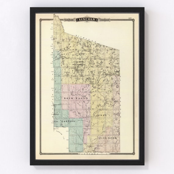Lincoln County WI Map 1878 Old Map of Merrill Wisconsin Art - Etsy