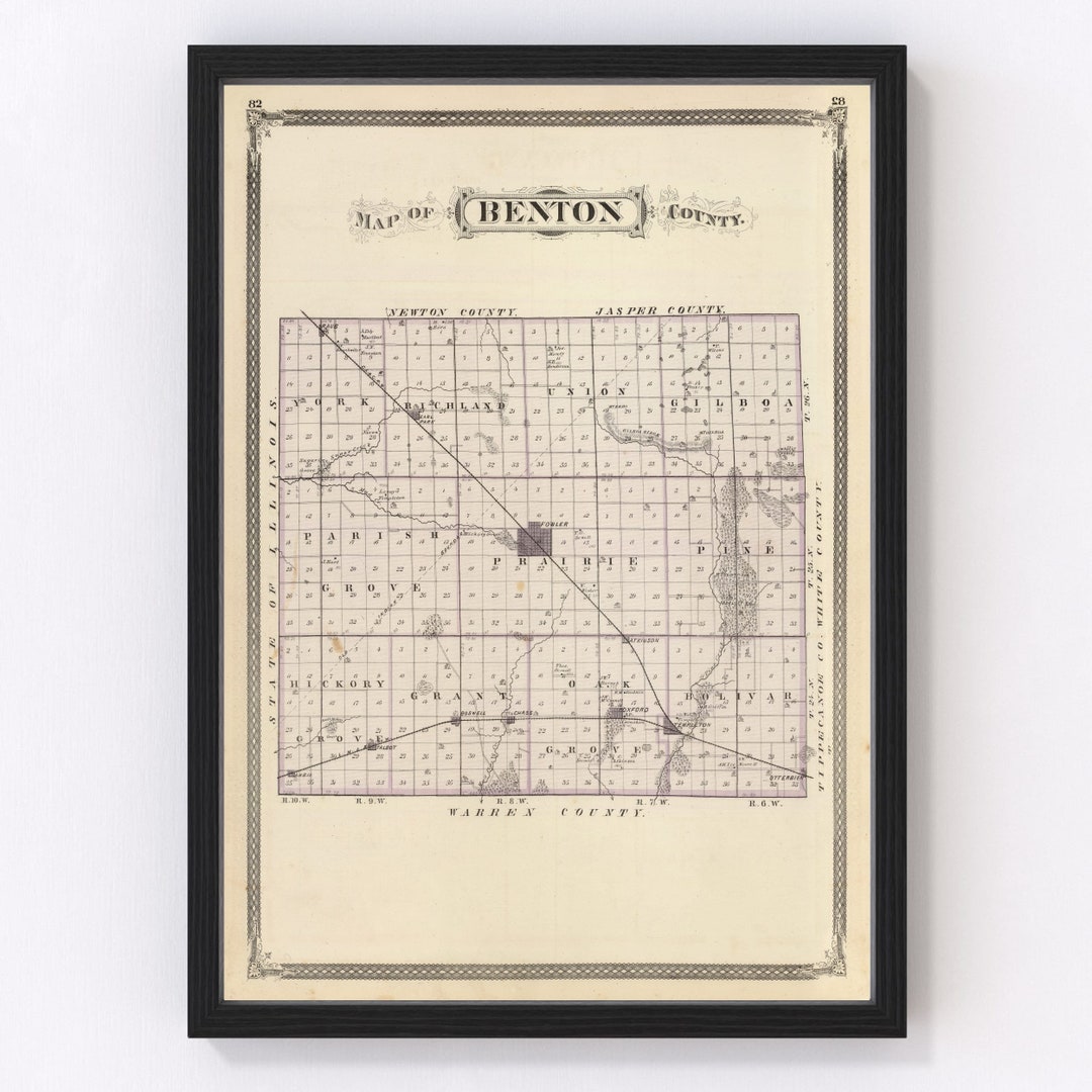 Benton County Map 1876, Vintage Benton County Map, Old Benton County ...