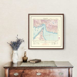 Strait of Hormuz Map 1945, Vintage Strait of Hormuz Map, Old Strait of ...