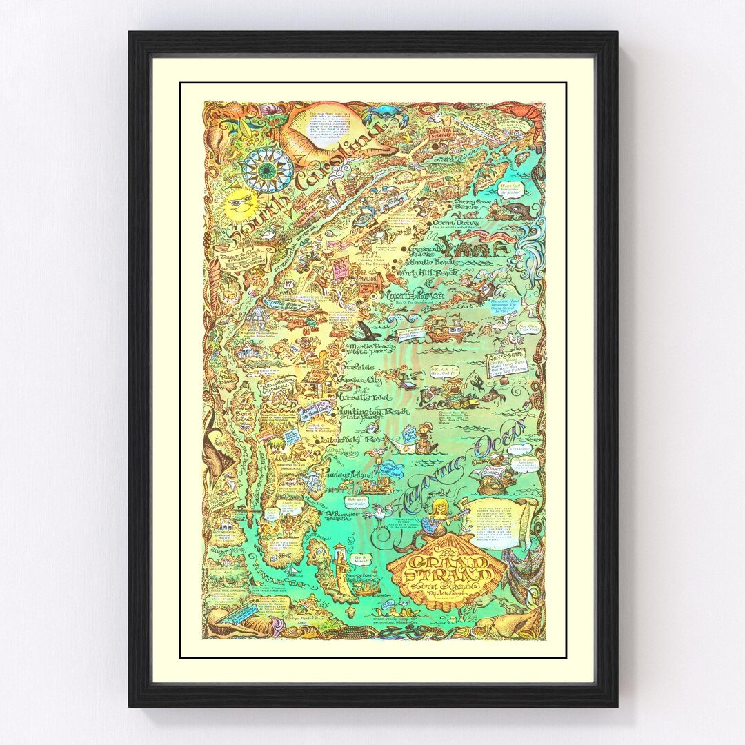 The Grand Strand of South Carolina Map 1972, Vintage the Grand Strand ...