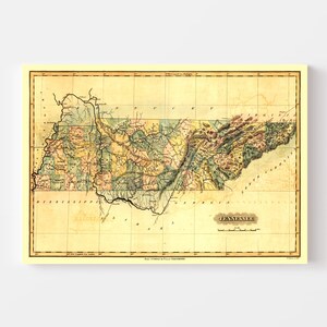 Tennessee Map 1826 - Old Map of Tennessee Art Vintage Print Framed Wall ...