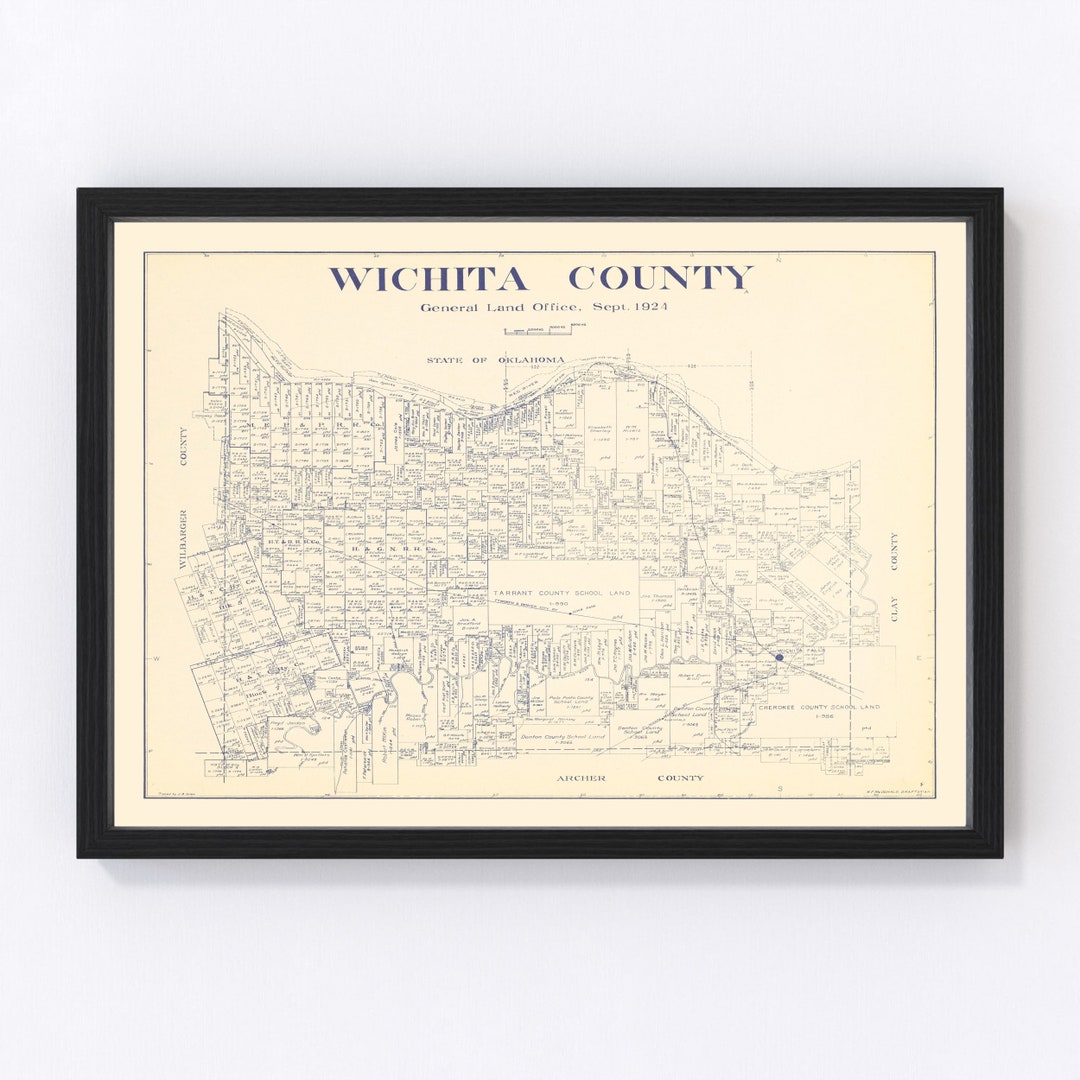 Wichita County Map 1924, Vintage Wichita County Map, Old Wichita County ...