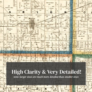 Marion County Ohio Map 1852 - Old Map of Marion County Ohio Art Vintage ...