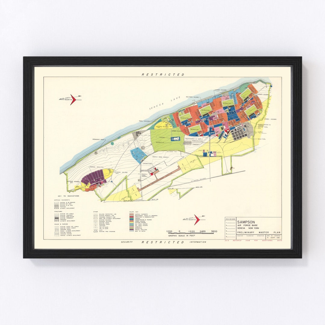 Sampson Air Force Base Vicinity Map 1951, Vintage Sampson Air Force ...