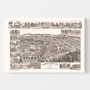 Grass Valley Map 1889 Old Map of Grass Valley California Art Vintage ...