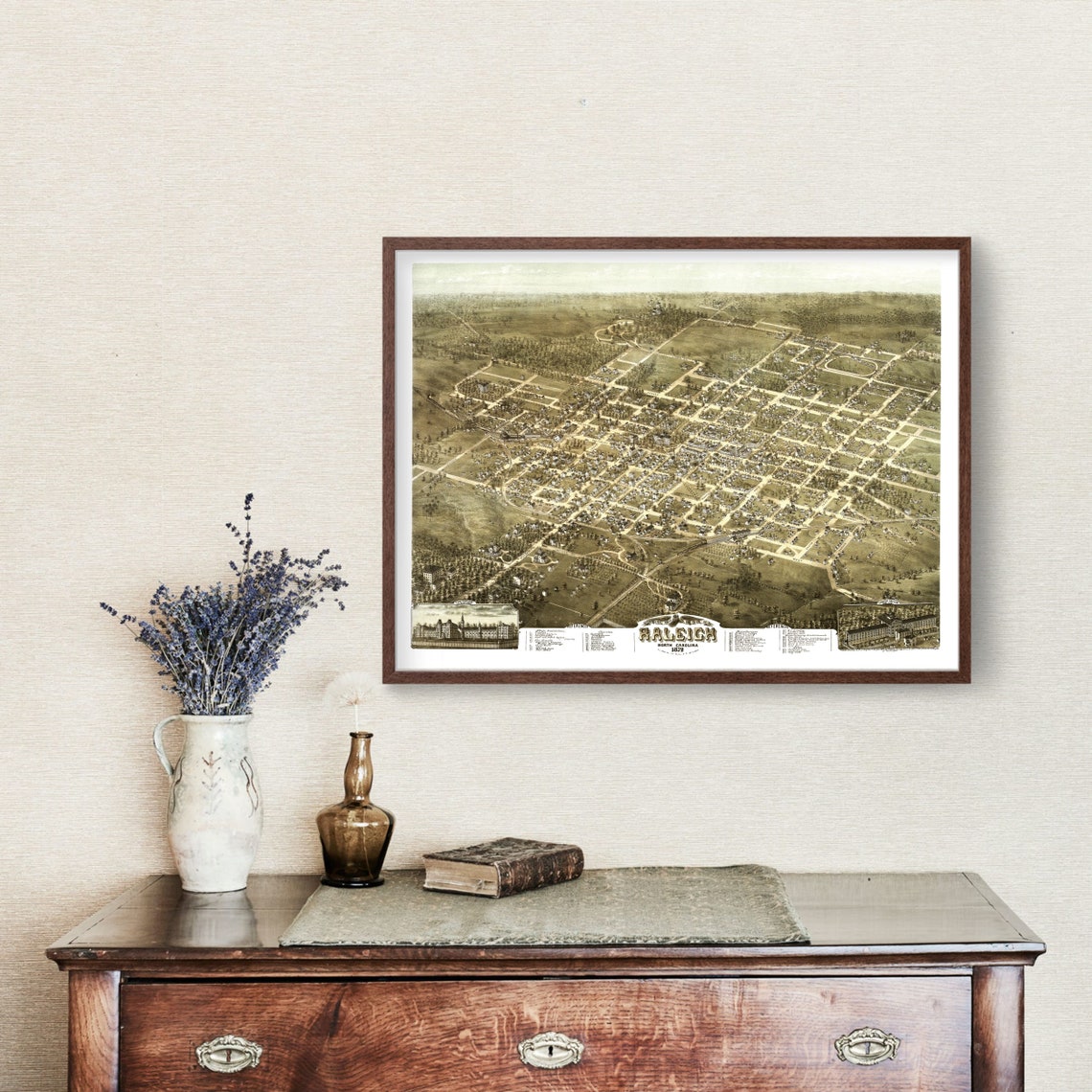 Raleigh Map 1872 Old Map of Raleigh North Carolina Art - Etsy