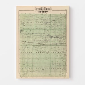 Dodge County Map 1874, Vintage Dodge County Map, Old Dodge County ...