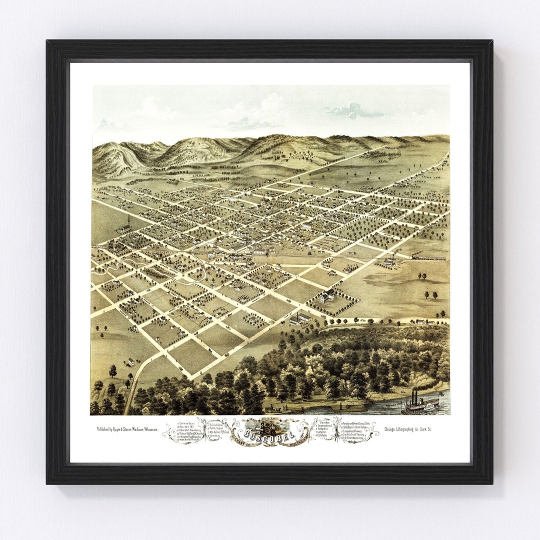 Boscobel Map 1869, Vintage Boscobel Map, Old Boscobel Wisconsin Art ...