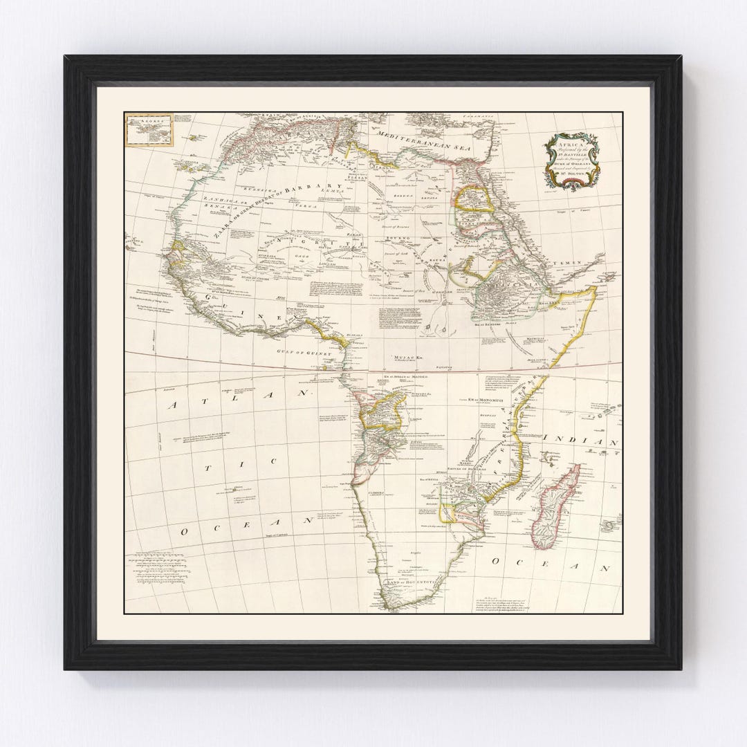 Africa Map 1755, Vintage Africa Map, Old Africa Art, Wall Art Gift for ...
