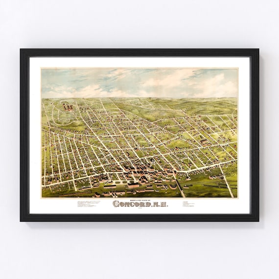 Concord Map 1875 Old Map of Concord New Hampshire Art - Etsy
