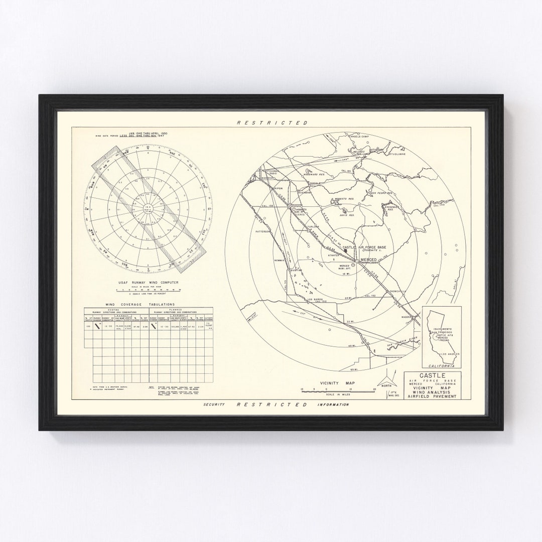 Castle Air Force Base Vicinity Map 1952 Old Map of Castle Air Force ...