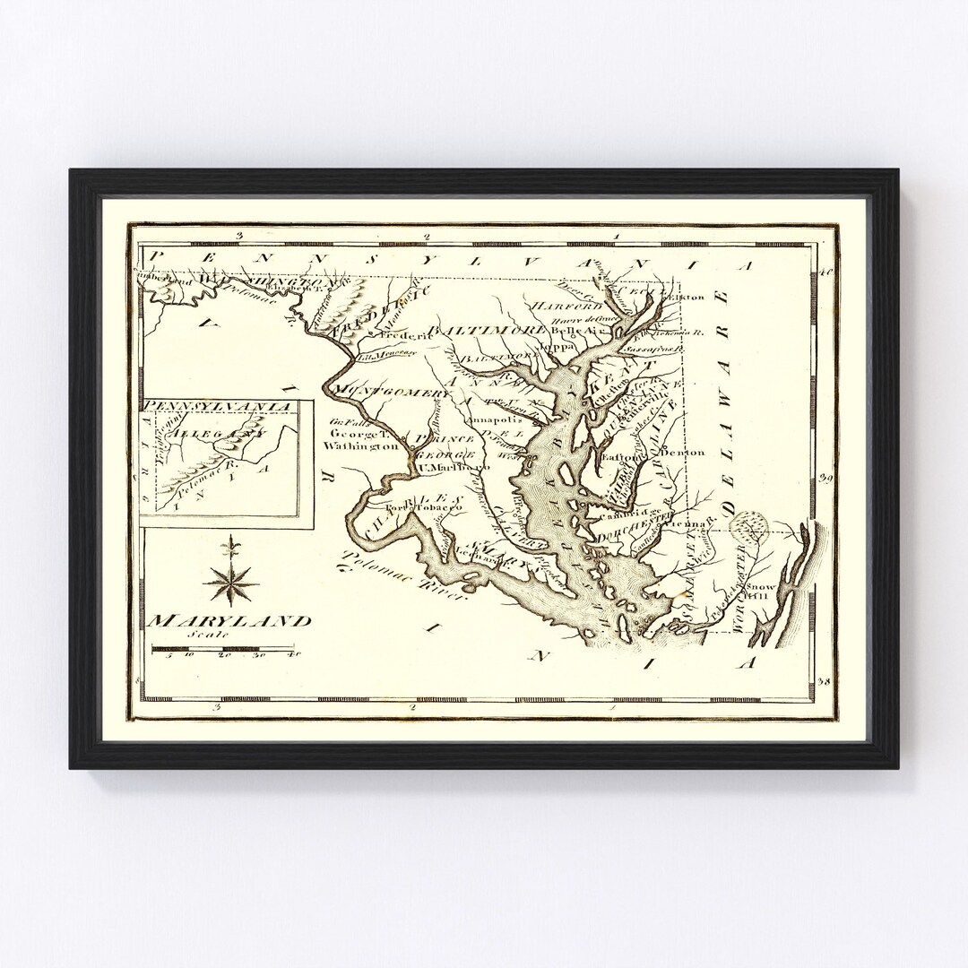 Pennsylvania Map 1795, Vintage Pennsylvania Map, Old Pennsylvania Art ...