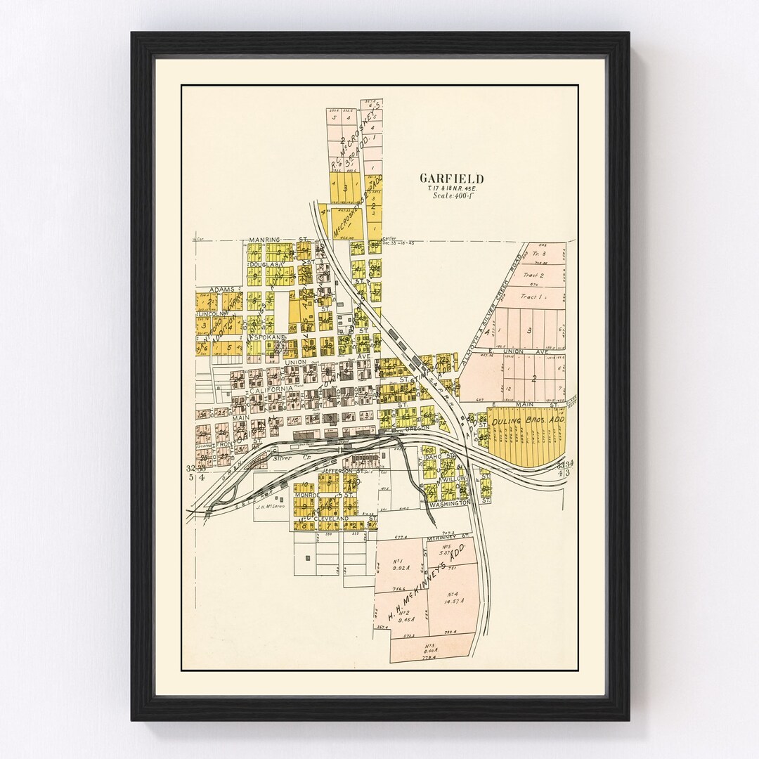 Garfield Map 1910, Vintage Garfield Map, Old Garfield Washington Art ...