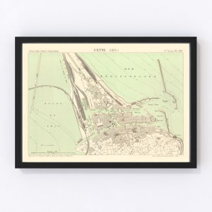 Sète Map 1886 - Old Map of Sète France Art Vintage Print Framed Wall ...