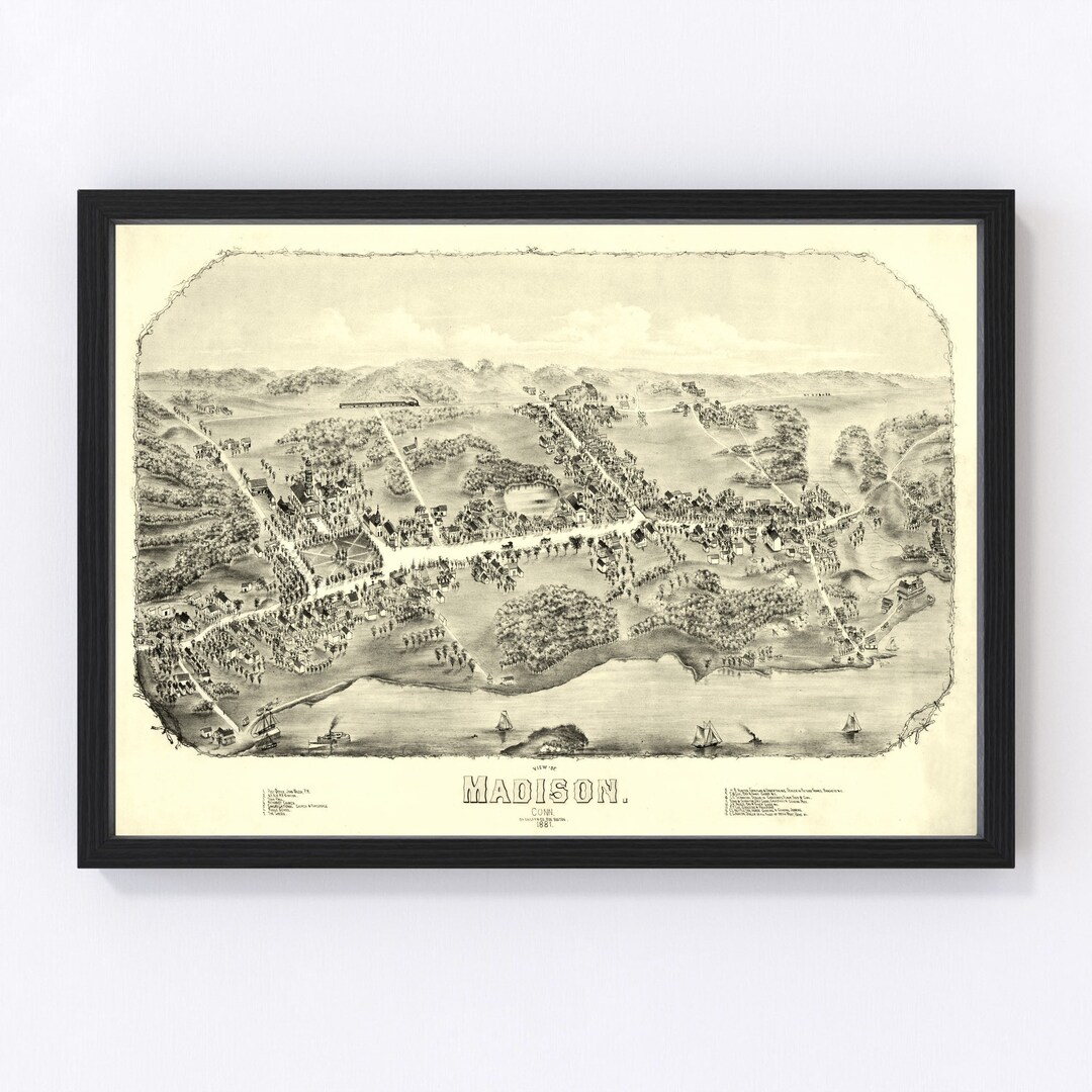 Madison Map 1881 - Old Map of Madison Connecticut Art Vintage Print ...