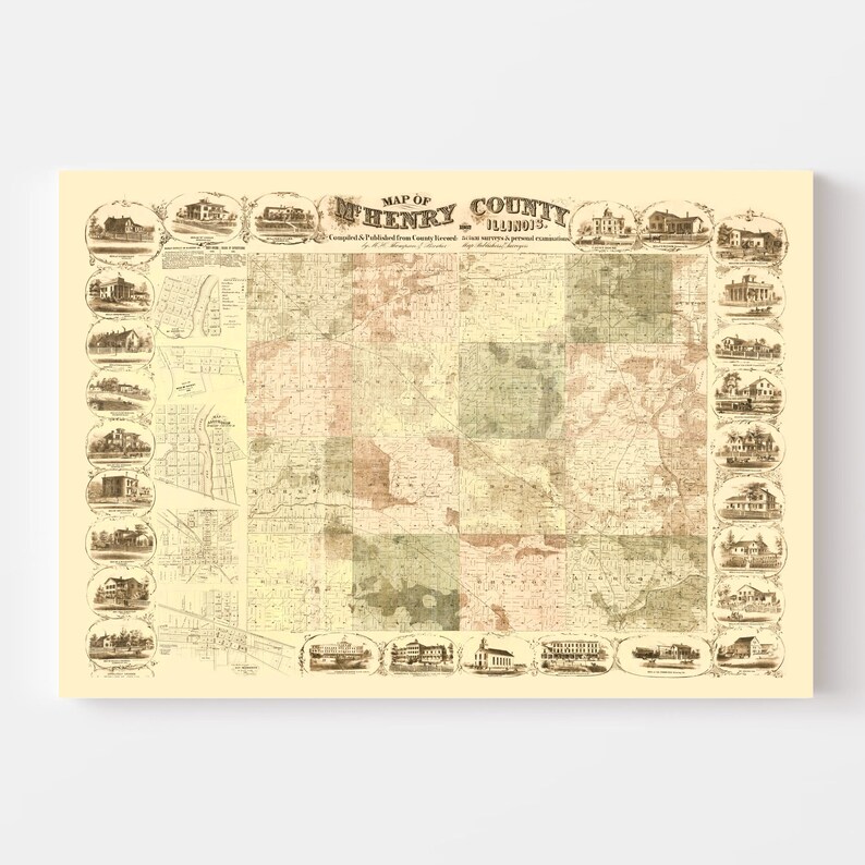 Mchenry County Map 1862, Vintage Mchenry County Map, Old Mchenry County ...