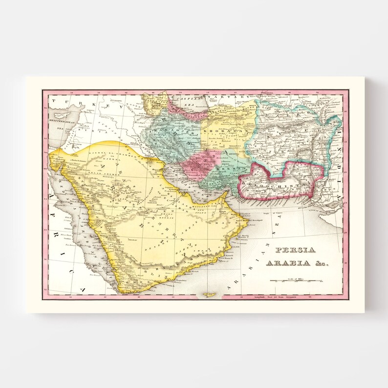 Arabia, Persia Map 1836, Vintage Arabia, Persia Map, Old Arabia, Persia ...