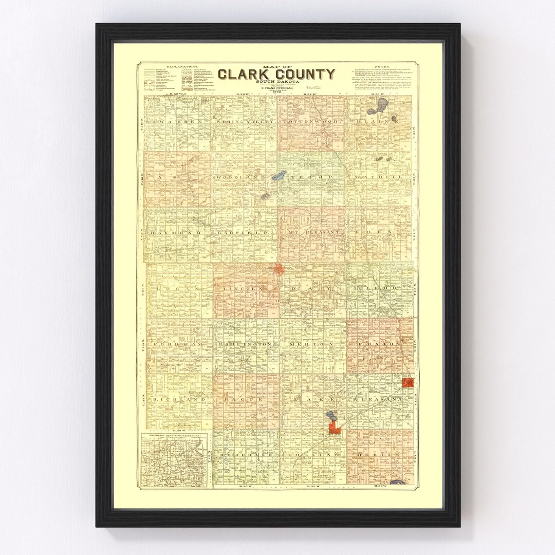 Clark County Map 1900, Vintage Clark County Map, Old Clark County South ...