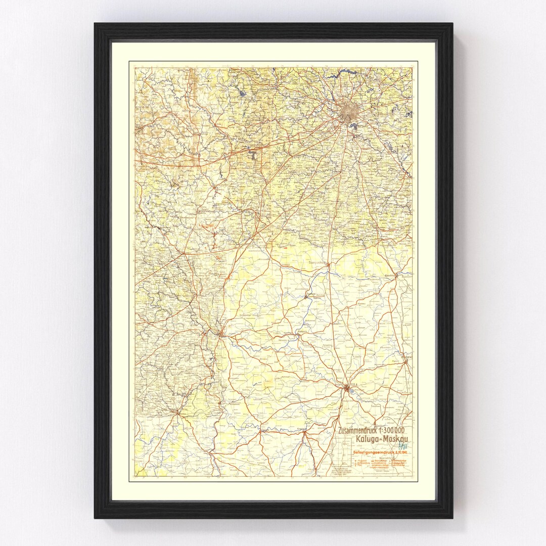 Battle of Moscow Map 1941 Vintage Map Art Vintage Print Framed Wall Art ...