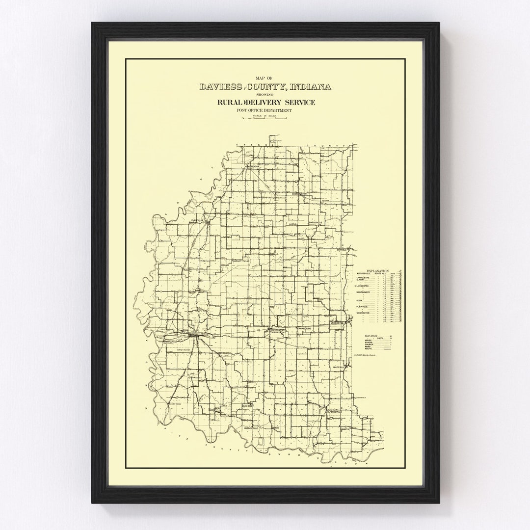 Daviess County Map 1910, Vintage Daviess County Map, Old Daviess County ...