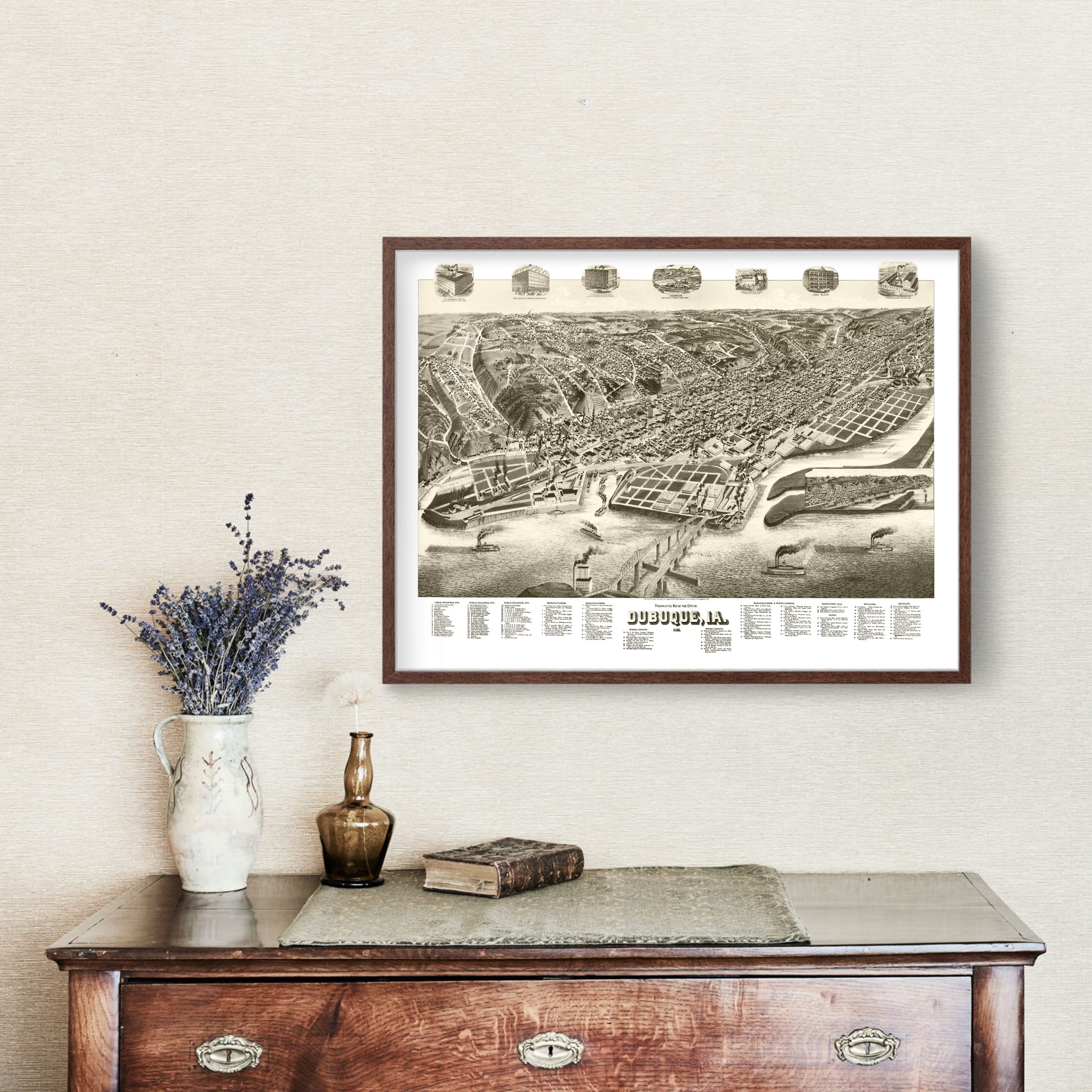 Dubuque Map 1889 Old Map of Dubuque Iowa Art Vintage Print - Etsy