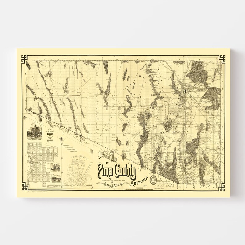 Pima County Arizona Map 1893 Old Map of Pima County Arizona - Etsy