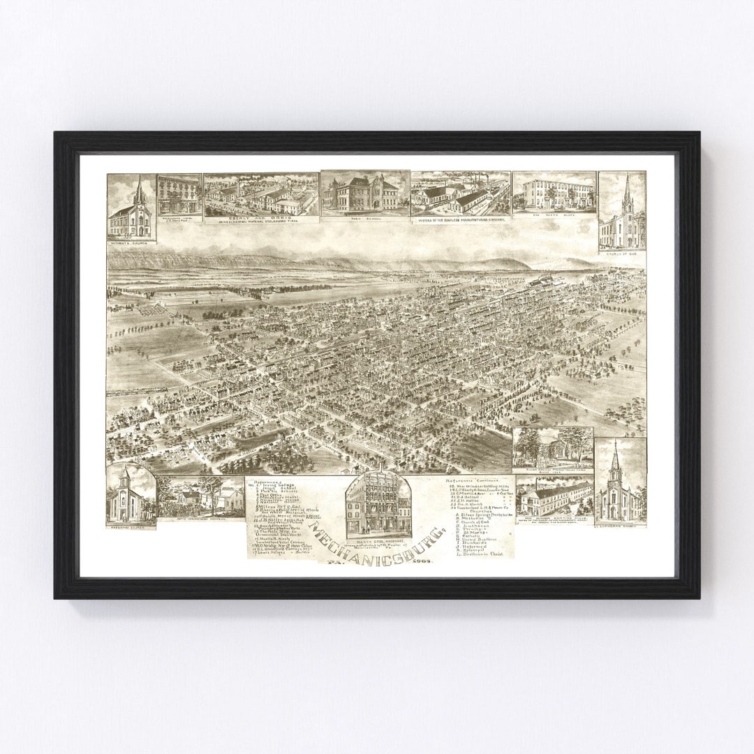 Mechanicsburg Map 1903, Vintage Mechanicsburg Map, Old Mechanicsburg ...