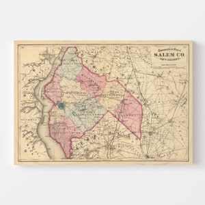 Salem County Map 1872, Vintage Salem County Map, Old Salem County New ...