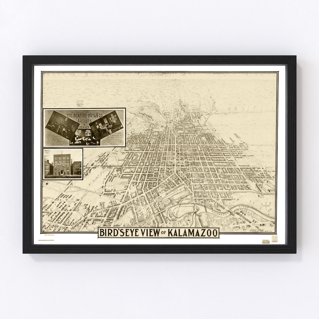 Kalamazoo Map 1908 Old Map of Kalamazoo Michigan Art Vintage Print ...
