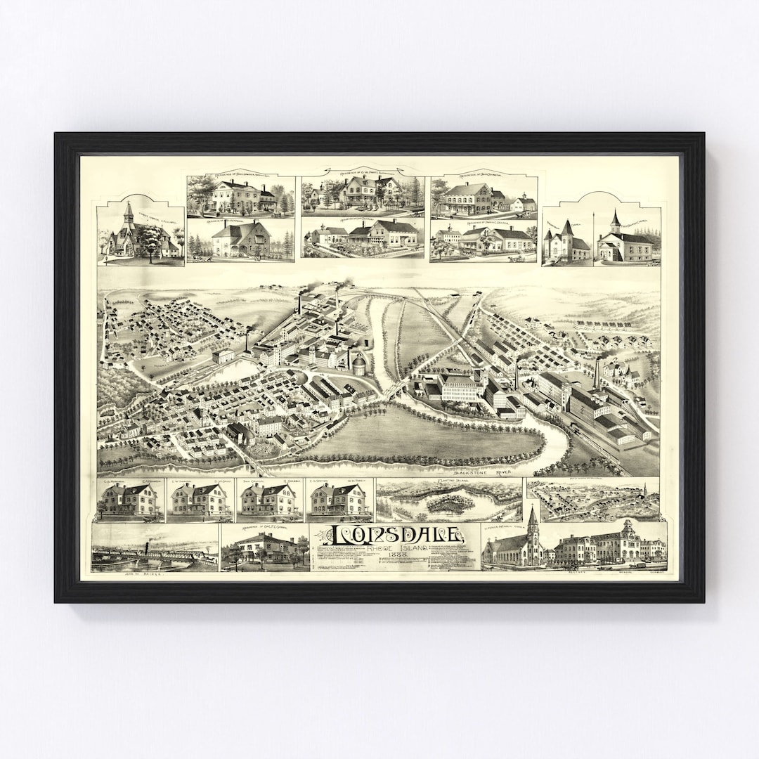 Lonsdale Map 1888, Vintage Lonsdale Map, Old Lonsdale Rhode Island Art ...