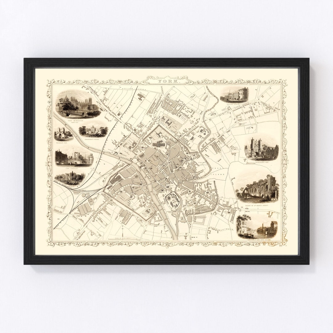 York Map 1851 Old Map of York United Kingdom Art Vintage - Etsy UK