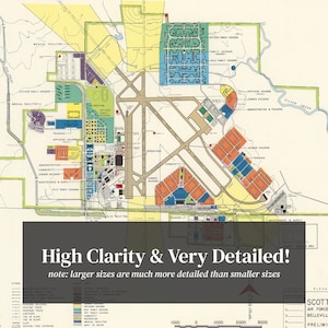 Scott Air Force Base Map 1952 Old Map of Scott Air Force Base Art ...