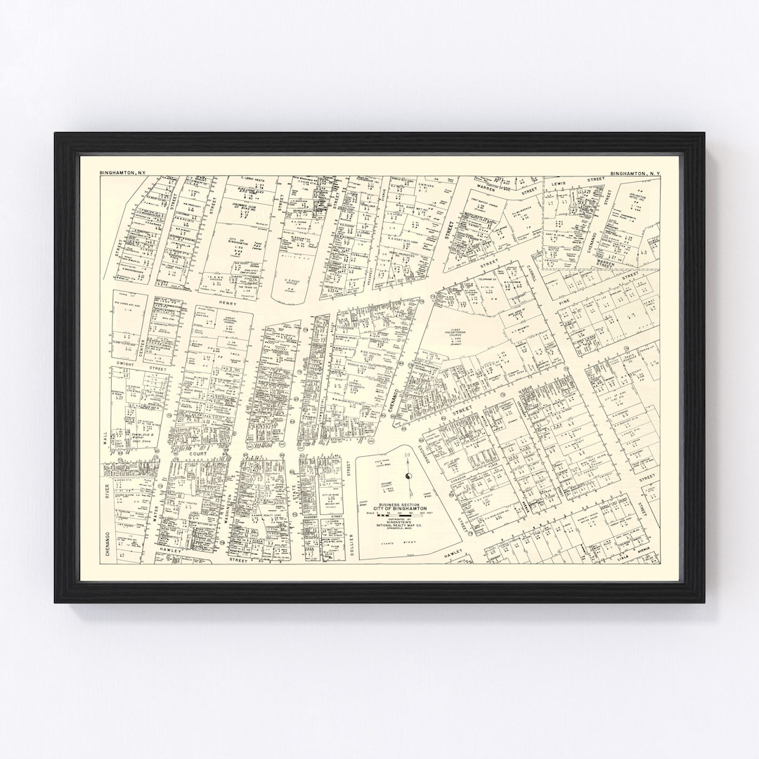 Binghamton Map 1947 - Old Map of Binghamton Business Section New York ...