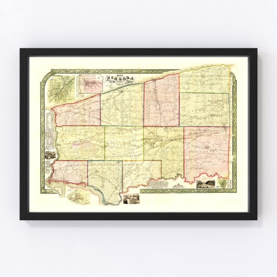 Niagara County New York Map 1852 Old Map of Niagara County - Etsy