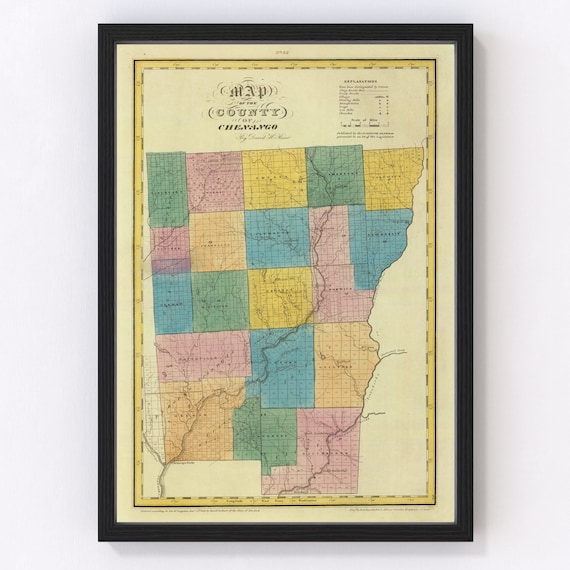 Chenango County NY Map 1829 Old Map of Norwich New York Art - Etsy