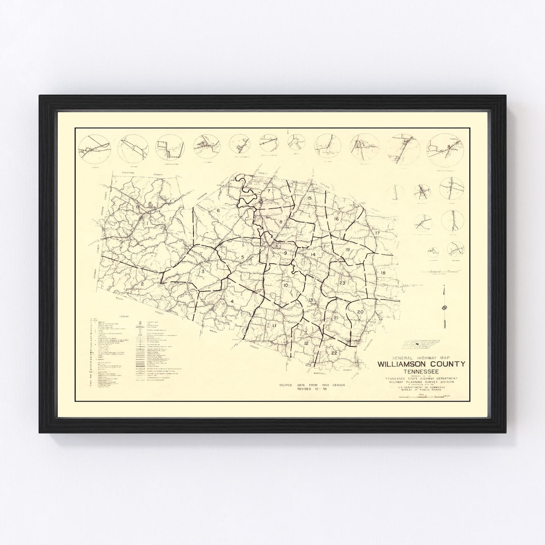 Williamson County Map 1959, Vintage Williamson County Map, Old ...