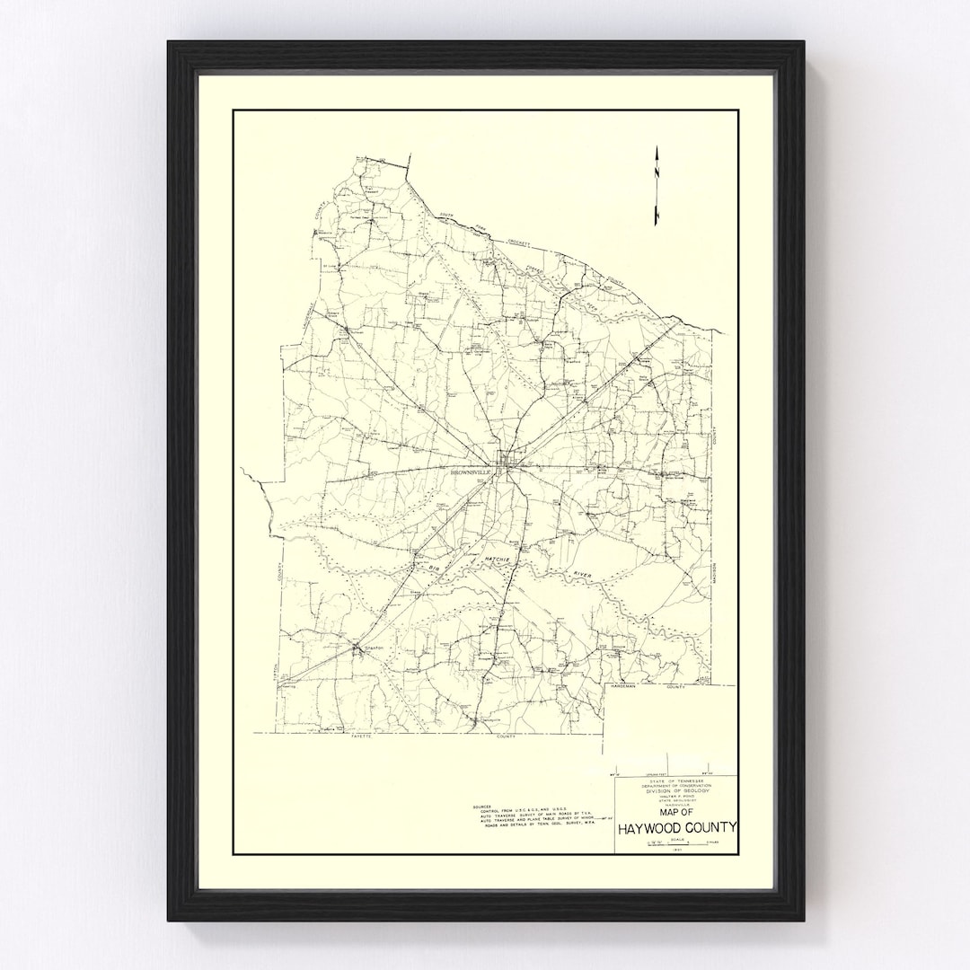 Haywood County Map 1937, Vintage Haywood County Map, Old Haywood County ...