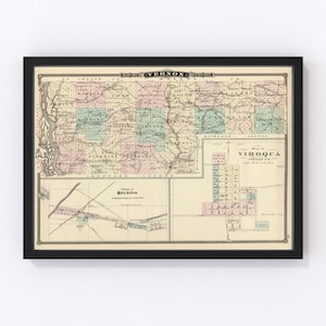 Vernon County WI Map 1878 Old Map of Viroqua Wisconsin Art Vintage Print Framed Canvas Bird's ...