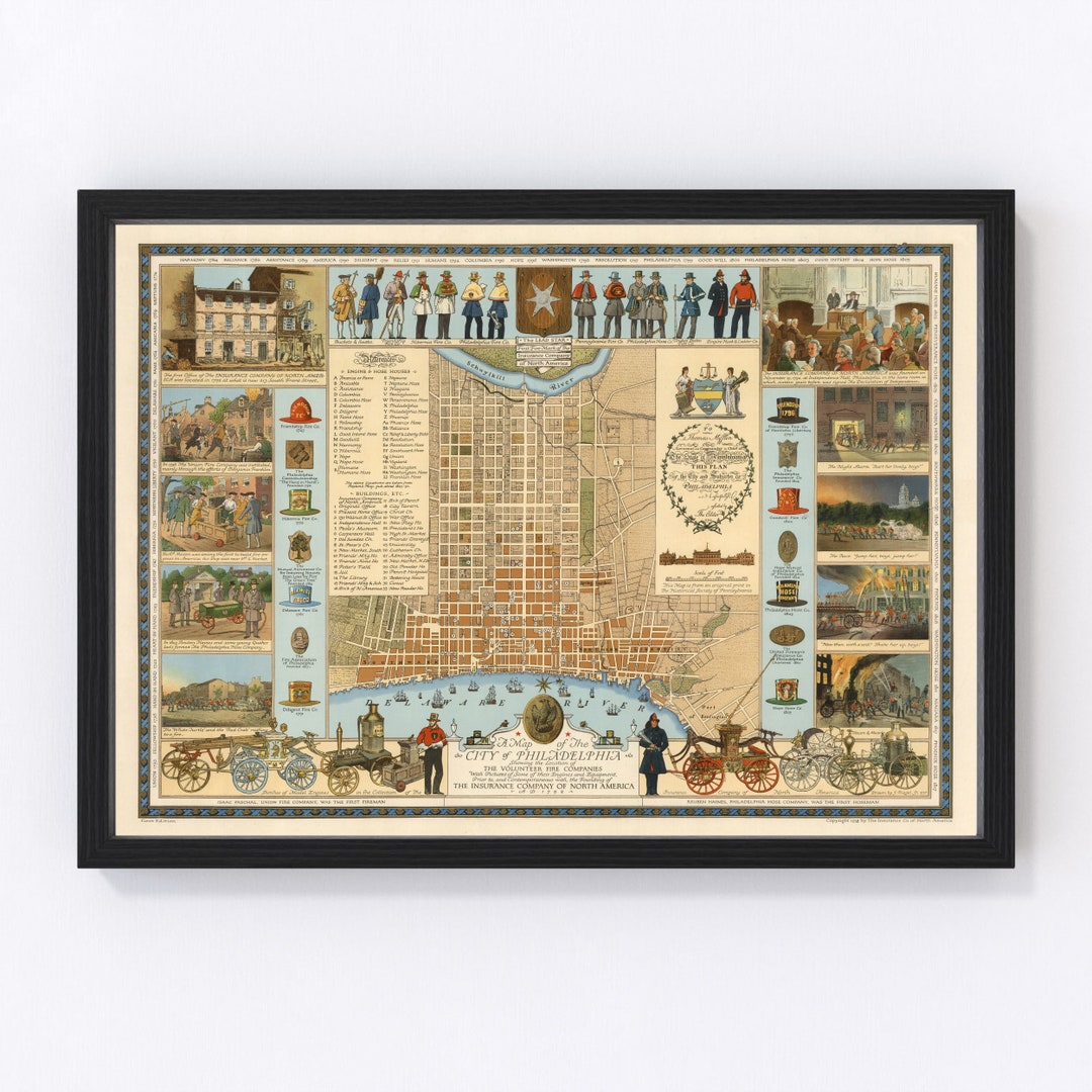 Philadelphia Map 1938 Old Map of Philadelphia Pennsylvania Art Vintage ...